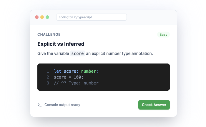 Codington | Learn TypeScript with Interactive Coding Challenges